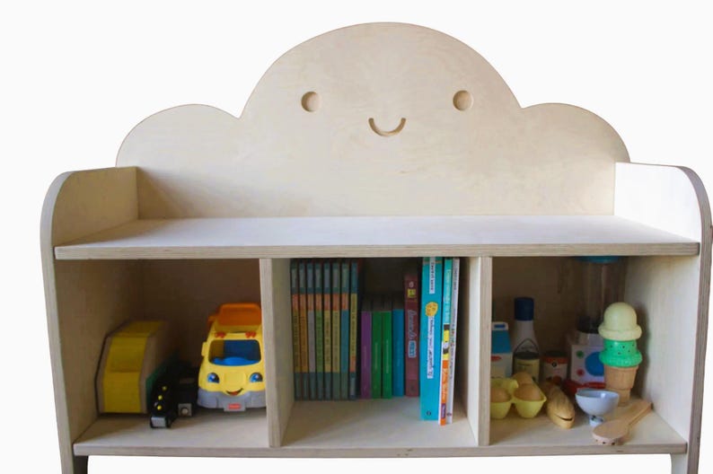 Cloud Bookshelf With Storage Bench | Montessori Wooden Furniture ...