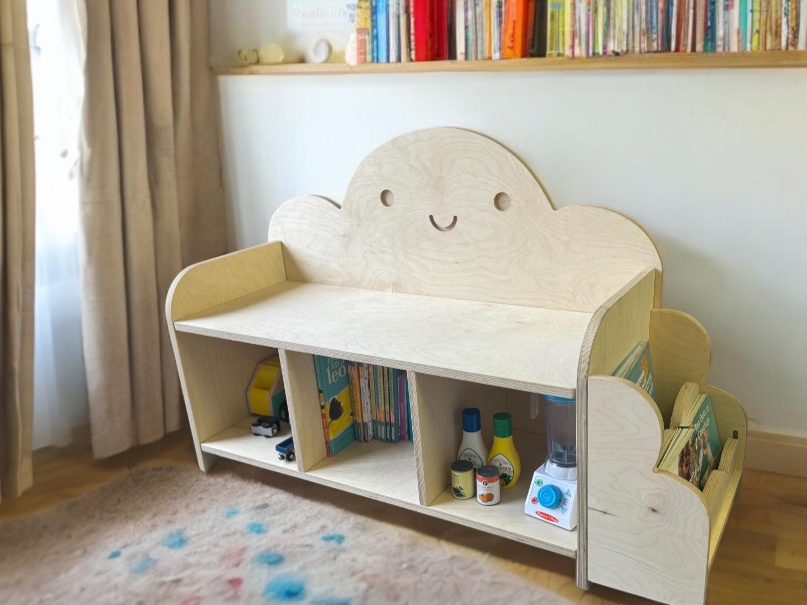 Cloud Bookshelf With Storage Bench | Montessori Wooden Furniture ...