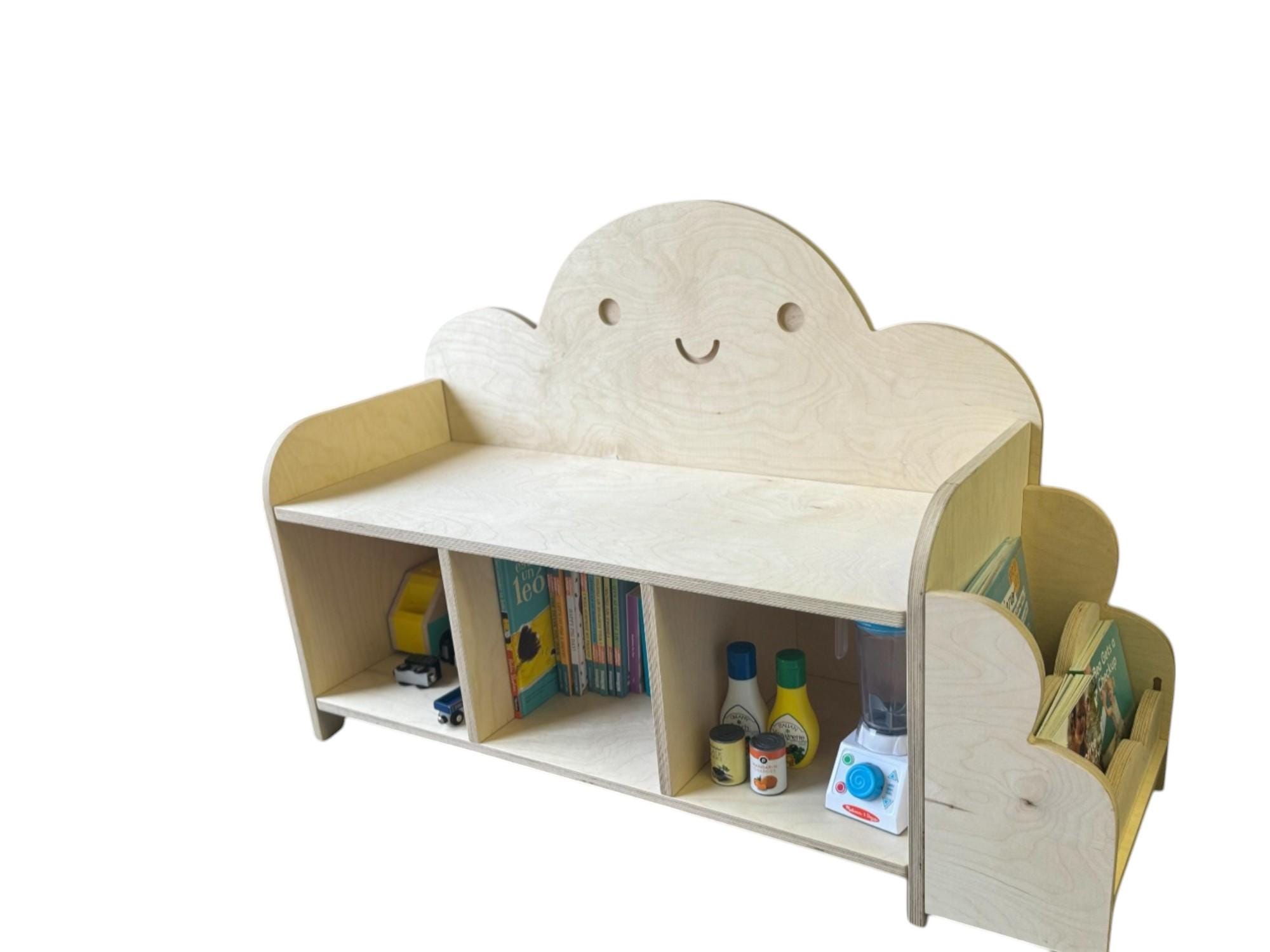 Cloud Bookshelf With Storage Bench | Montessori Wooden Furniture ...