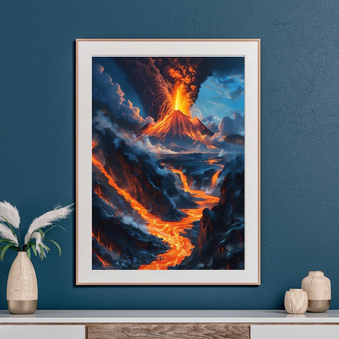 Stunning Digital Volcano Art Print, Nature Photography Wall Decor - Etsy