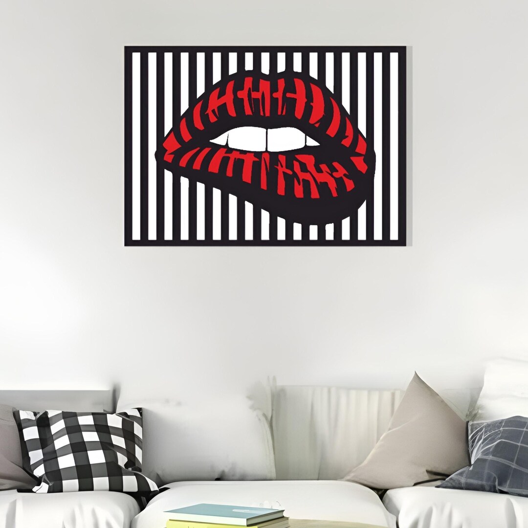 Wooden Painting, Lips, Geometric Painting, Minimalism, Girl, Multi ...