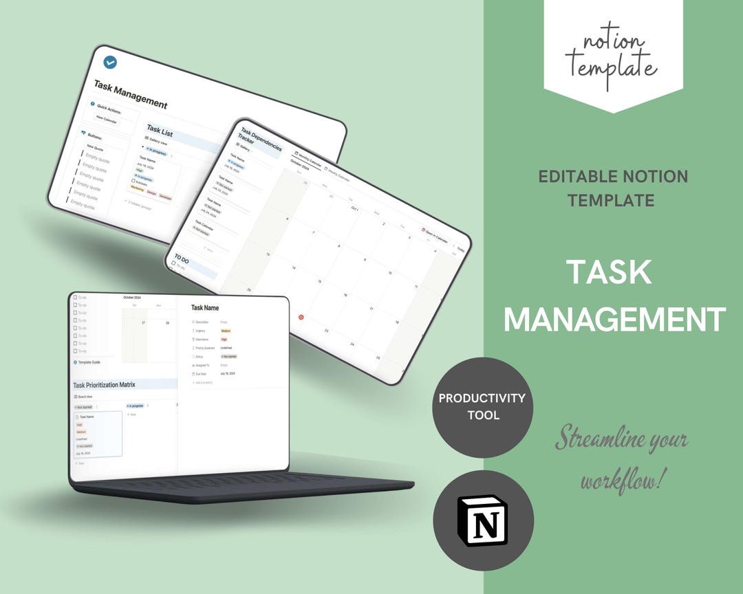 Task Management Notion Template - Stay Organized & Boost Productivity ...