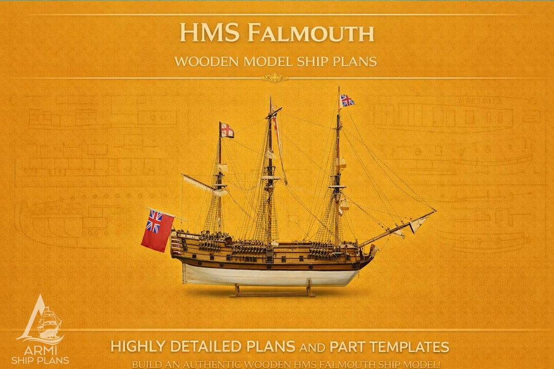 HMS Falmouth Wooden Ship Model Plans, 1:60 Scale (digital Download) - Etsy
