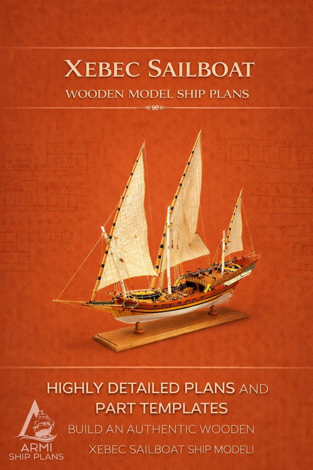 Xebec Sailboat Wooden Ship Model Plans, 1:60 Scale (digital Download ...
