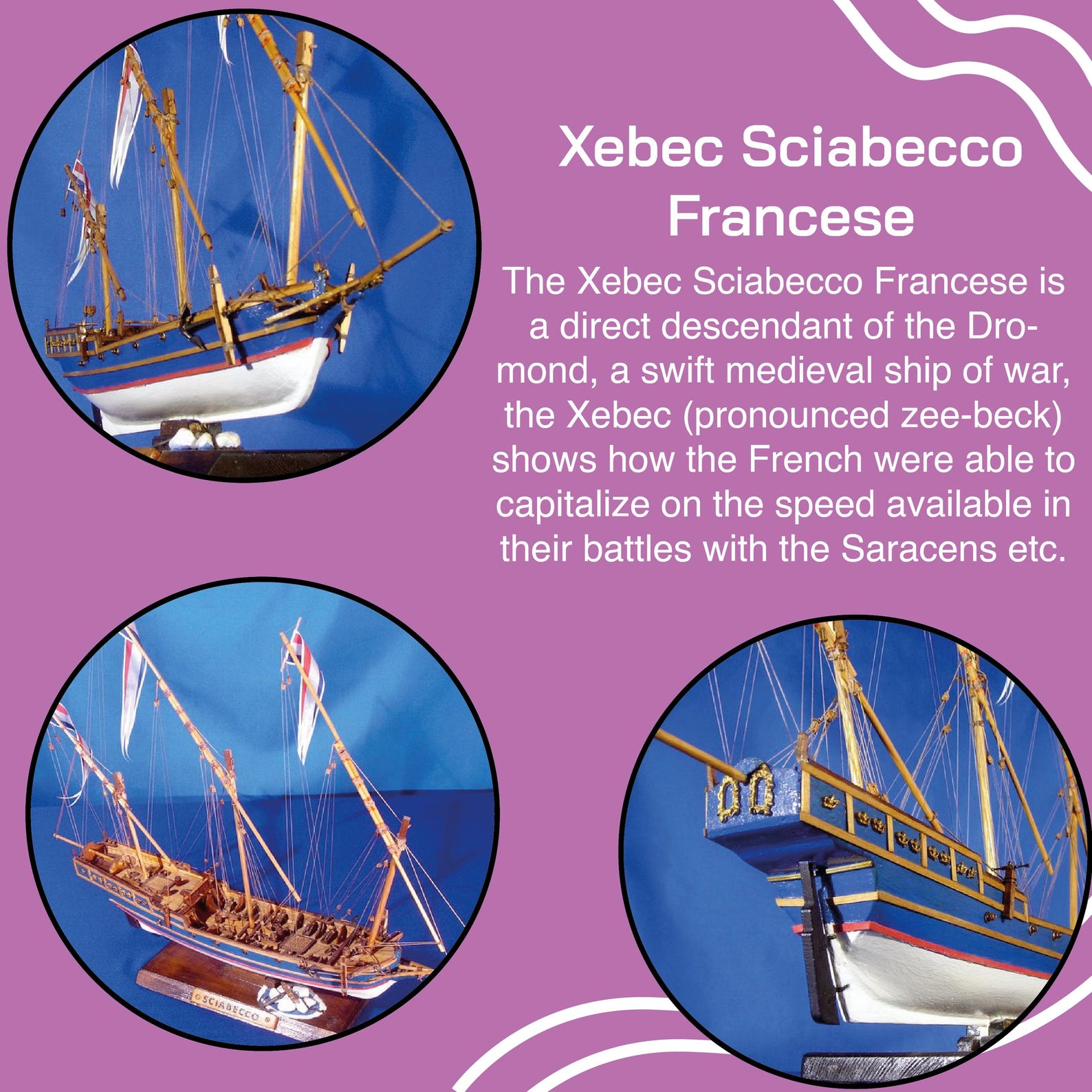 Xebec Sciabecco Francese Wooden Ship Model Plans, 1:60 Scale (digital ...