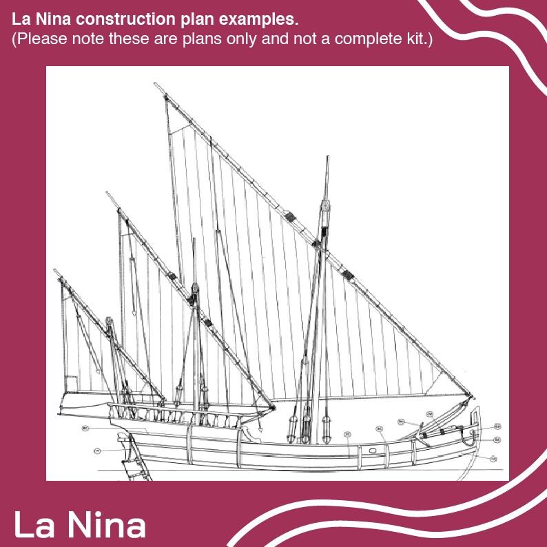 La Nina Wooden Ship Model Draft Plans 4 Tif Files Numbered Expression ...