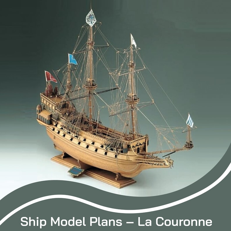 La Couronne Wooden Ship Model Draft Plans | 12 Tif Files | Numbered ...