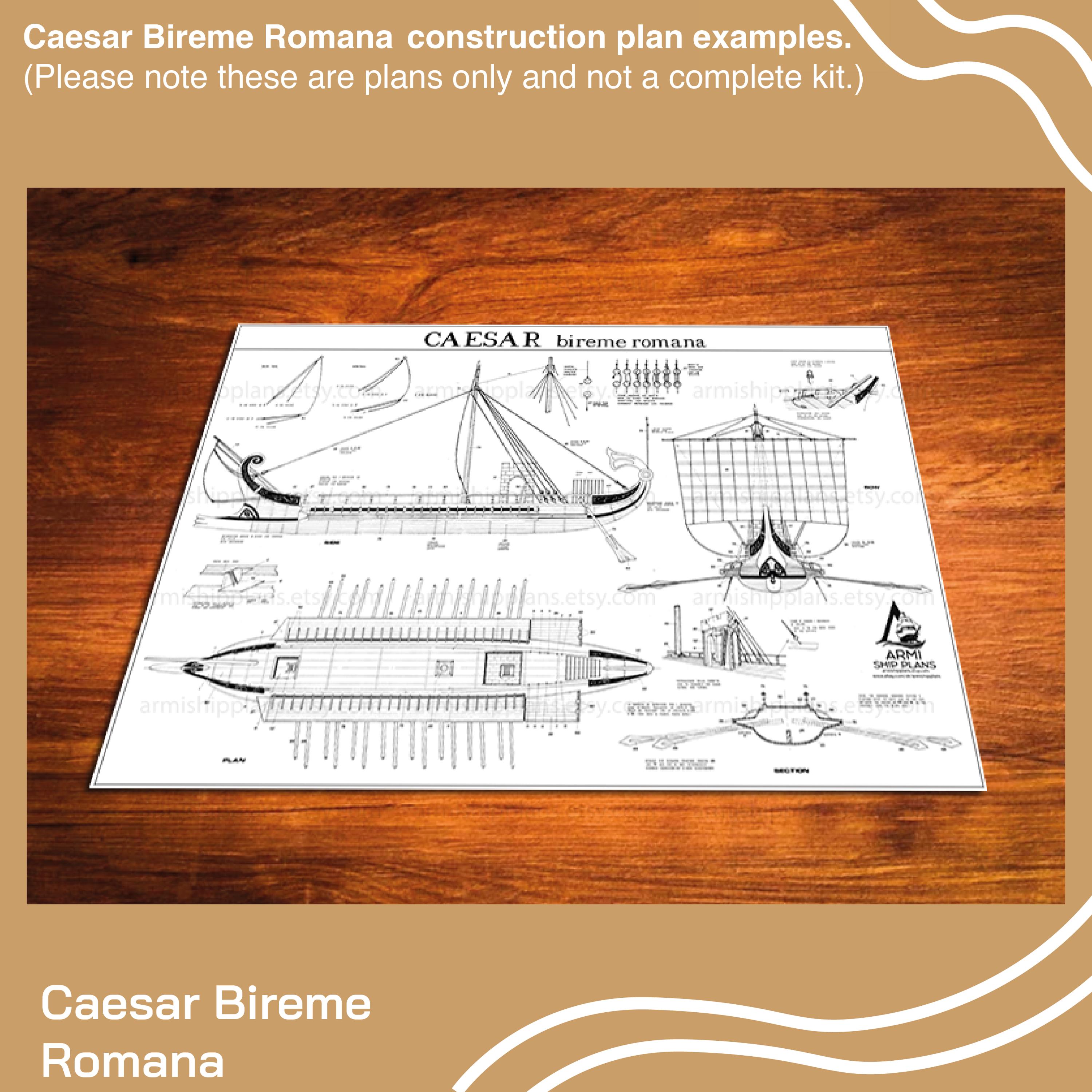 Caesar Roman Bireme Wooden Ship Model Assembly Plans (digital Download ...
