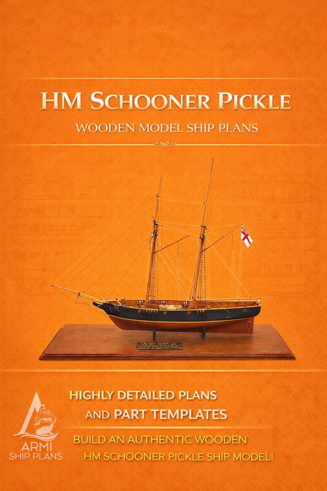 HM Schooner Pickle Wooden Ship Model Plans, 1:60 Scale (instant ...