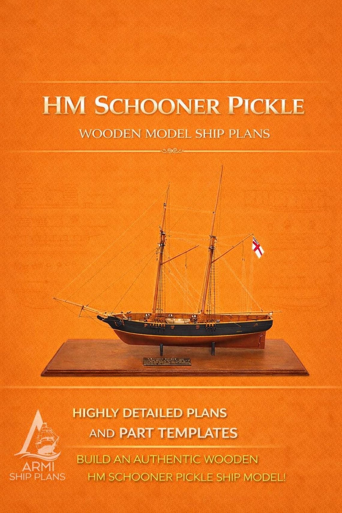HM Schooner Pickle Wooden Ship Model Plans, 1:60 Scale (instant ...