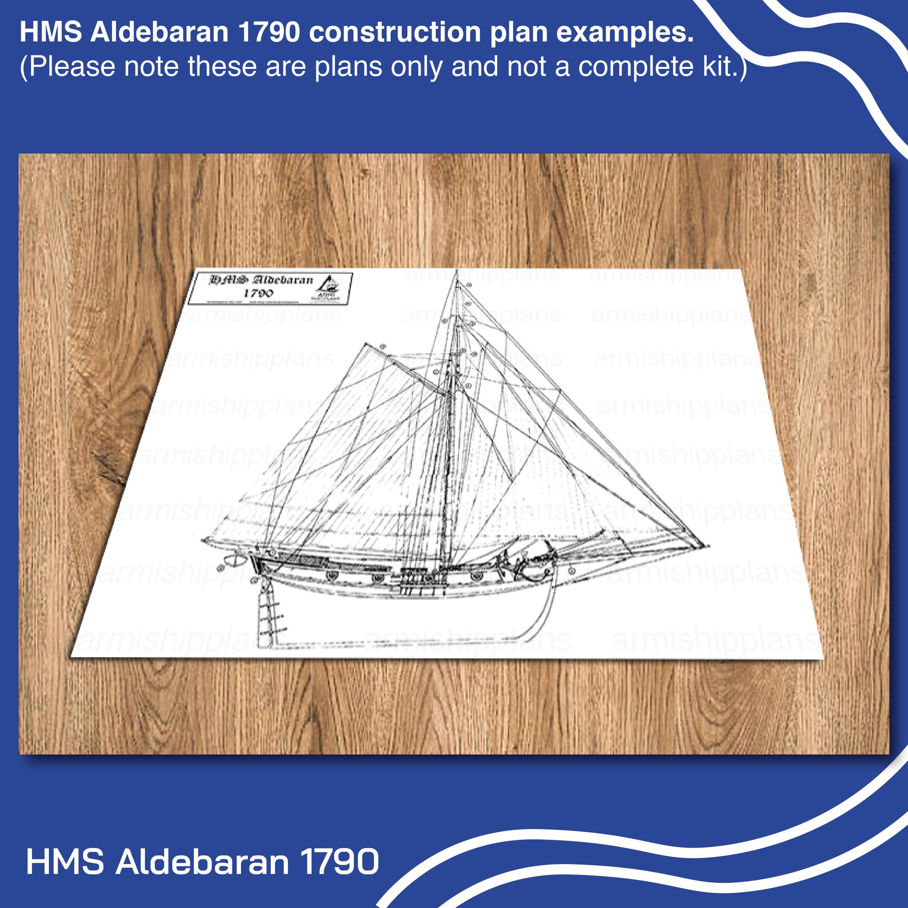 HMS Aldebaran 1790 Wooden Ship Model Draft Plans | 3 Tif Files ...