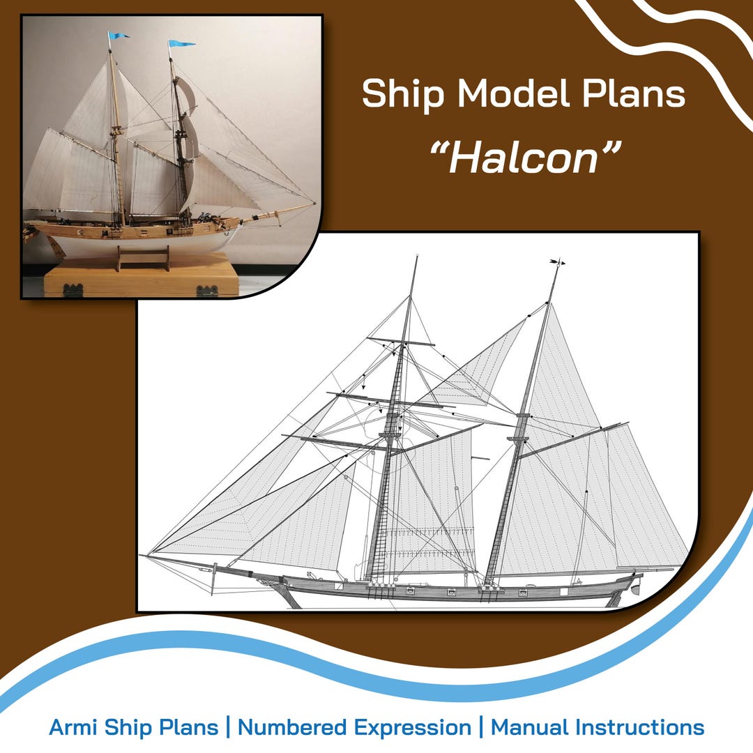 Halcon Wooden Ship Model Assembly Plans | 14 High-resolution Sheets ...