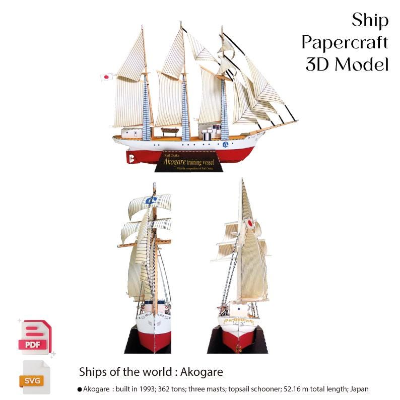 Ship 3D Model PDF SVG Digital Download 3D Papercraft 3D Ship Model - Etsy