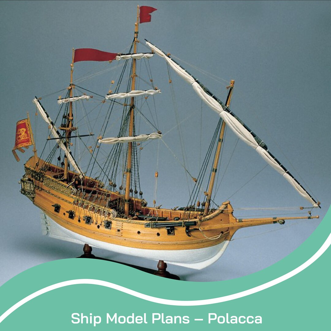 Polacca Wooden Ship Model Draft Plans | 3 Tif Files | Numbered ...