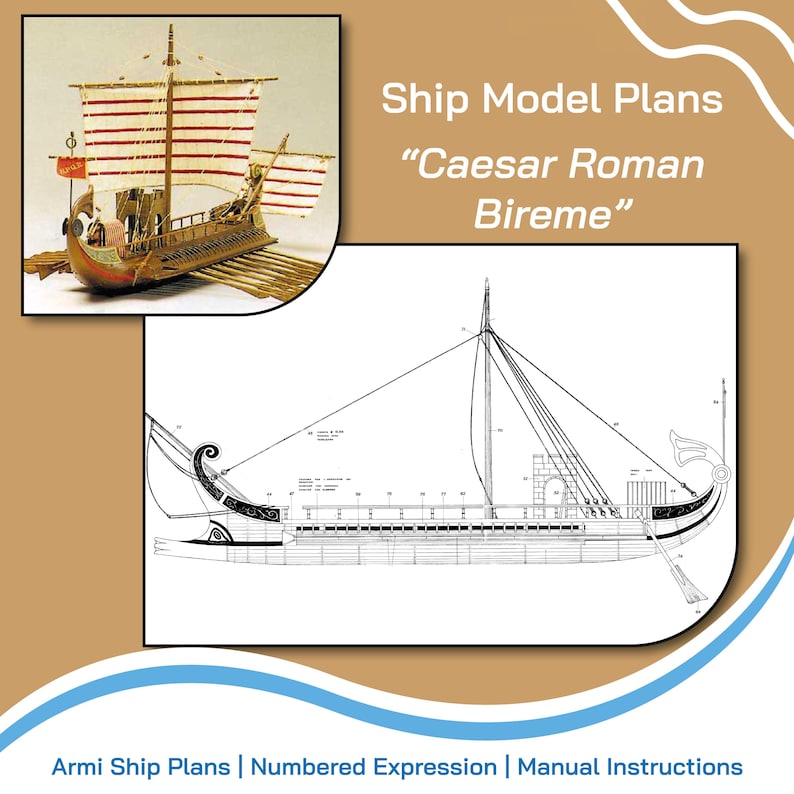 Caesar Roman Bireme Wooden Ship Model Assembly Plans (digital Download ...