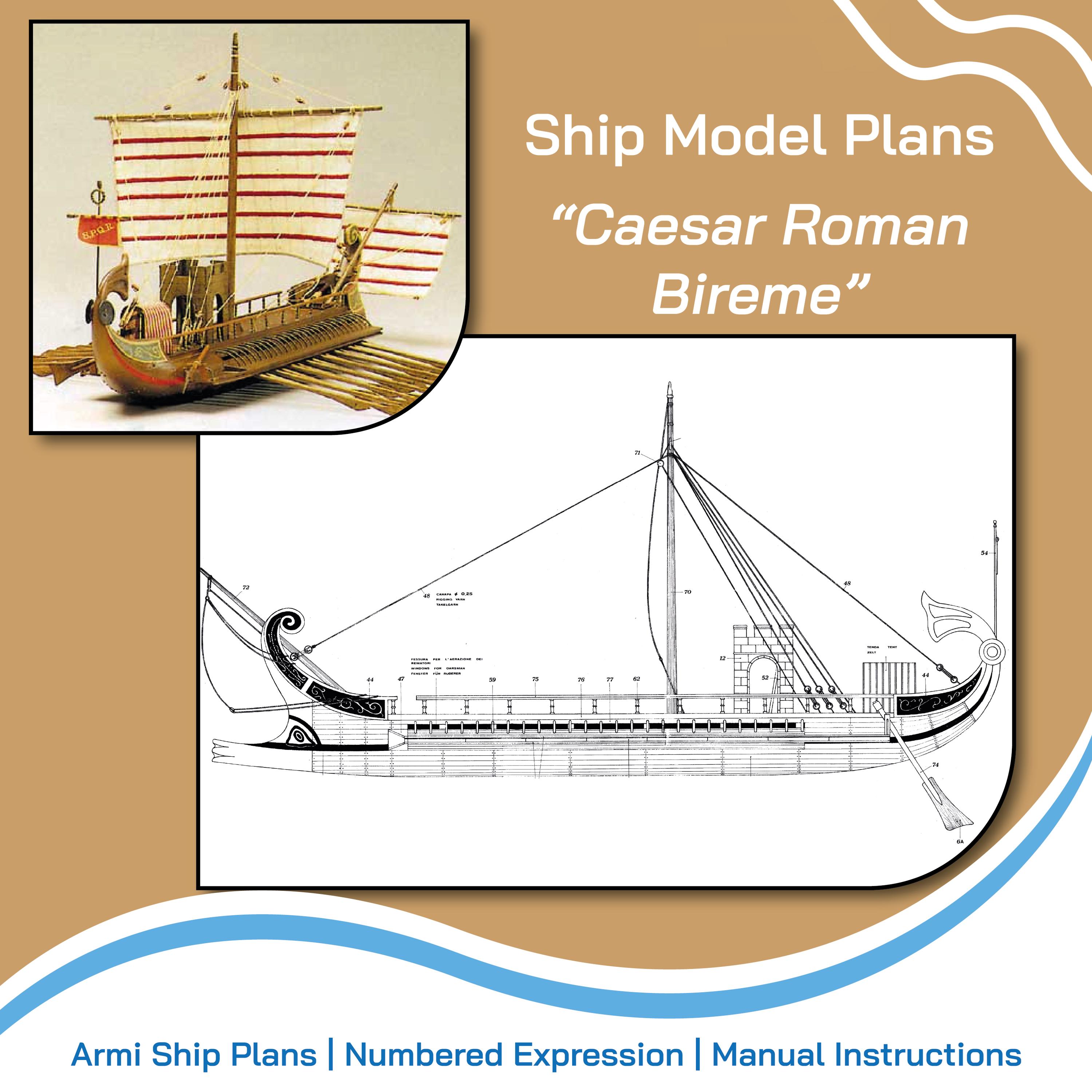 Caesar Roman Bireme Wooden Ship Model Plans (digital Download) - Etsy