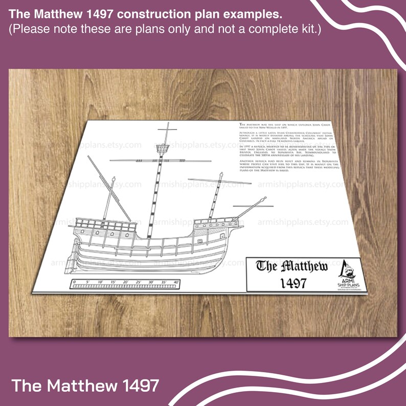 The Matthew 1497 Wooden Ship Model Plans, 1:60 Scale (PDF-TIF Download ...