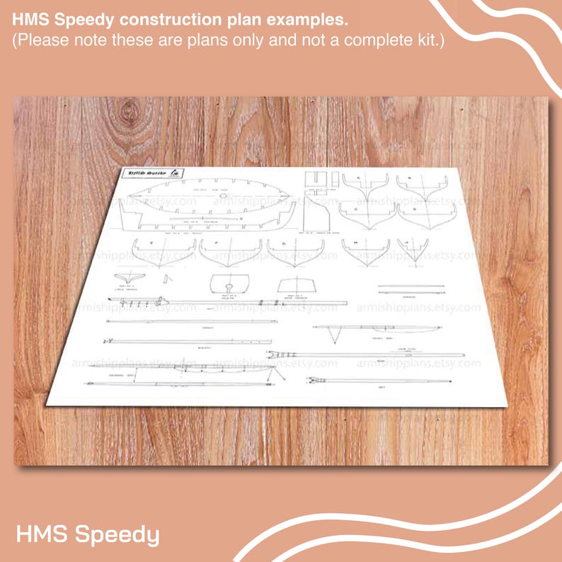 HMS Speedy Wooden Ship Model Plans, 1:60 Scale Blueprint (instant ...