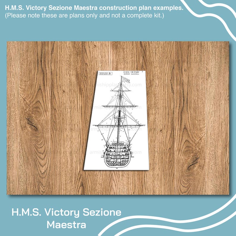 H.M.S. Victory Sezione Maestra Wooden Ship Model Draft Plans | 5 Tif ...