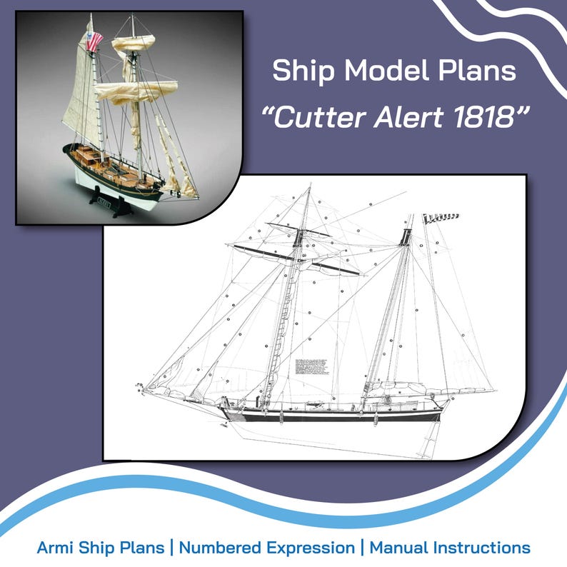 Cutter Alert 1818 Wooden Ship Model Plans, 1:30 Scale (PDF-TIF Download ...