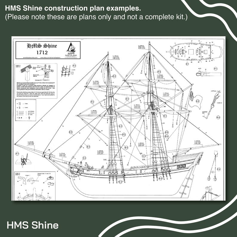 HMS Shine Wooden Ship Model Assembly Plans (digital Download) - Etsy