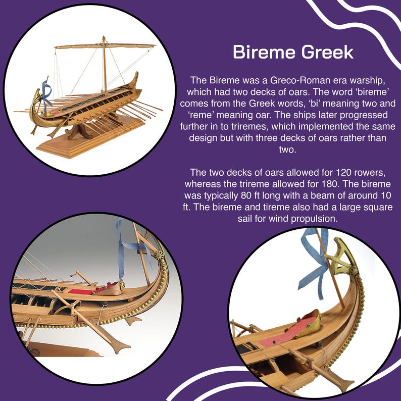 Bireme Greek Wooden Ship Model Draft Plans | 2 Tif Files | Numbered ...