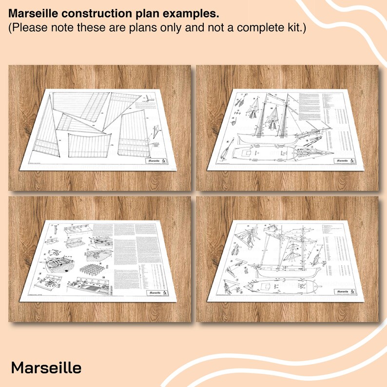 Marseille Wooden Ship Model Draft Plans | 10 Tif Files | Numbered ...