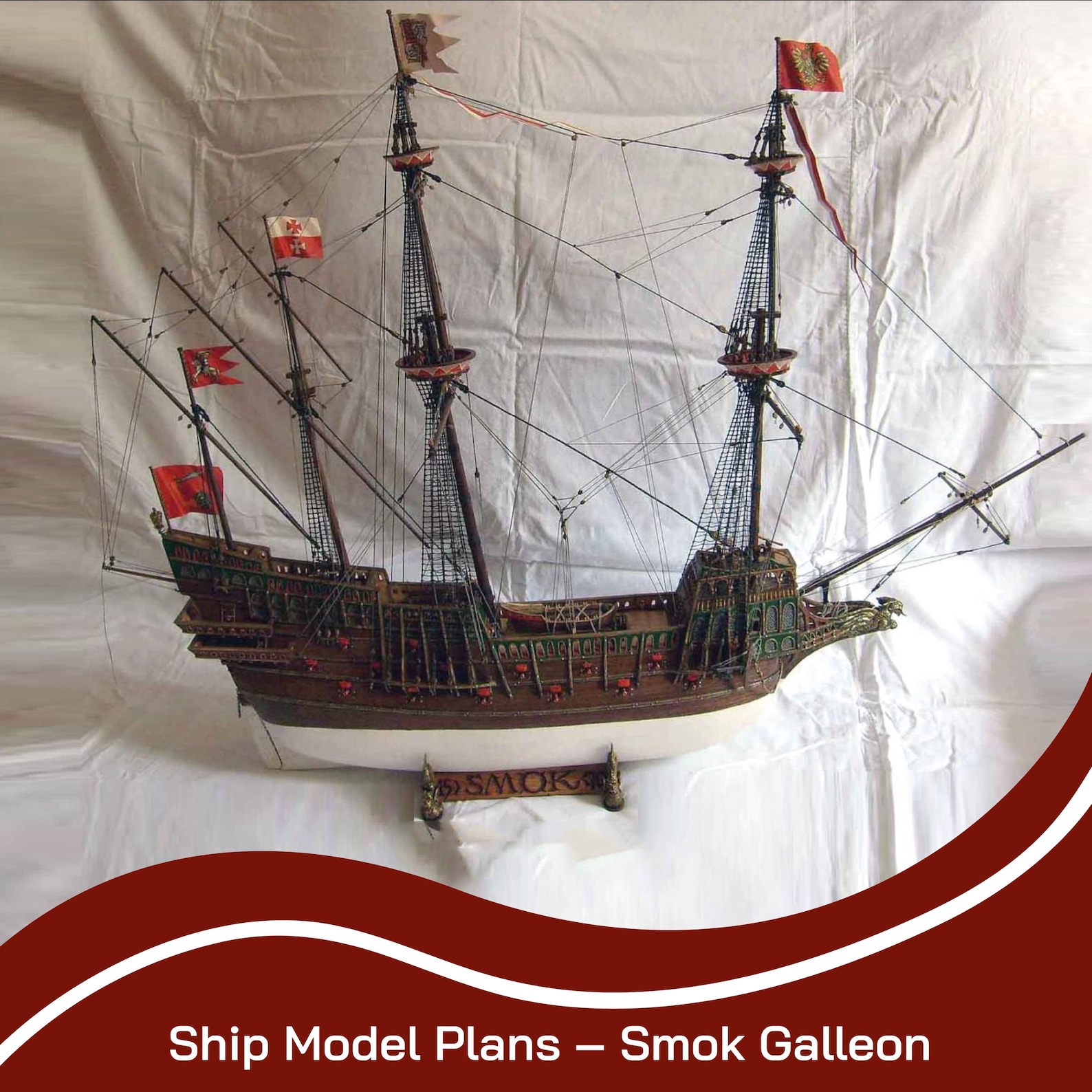 Smok Galleon Wooden Ship Model Assembly Plans | 8 High-resolution ...