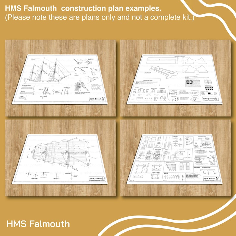 HMS Falmouth Wooden Ship Model Plans, 1:60 Scale (digital Download) - Etsy