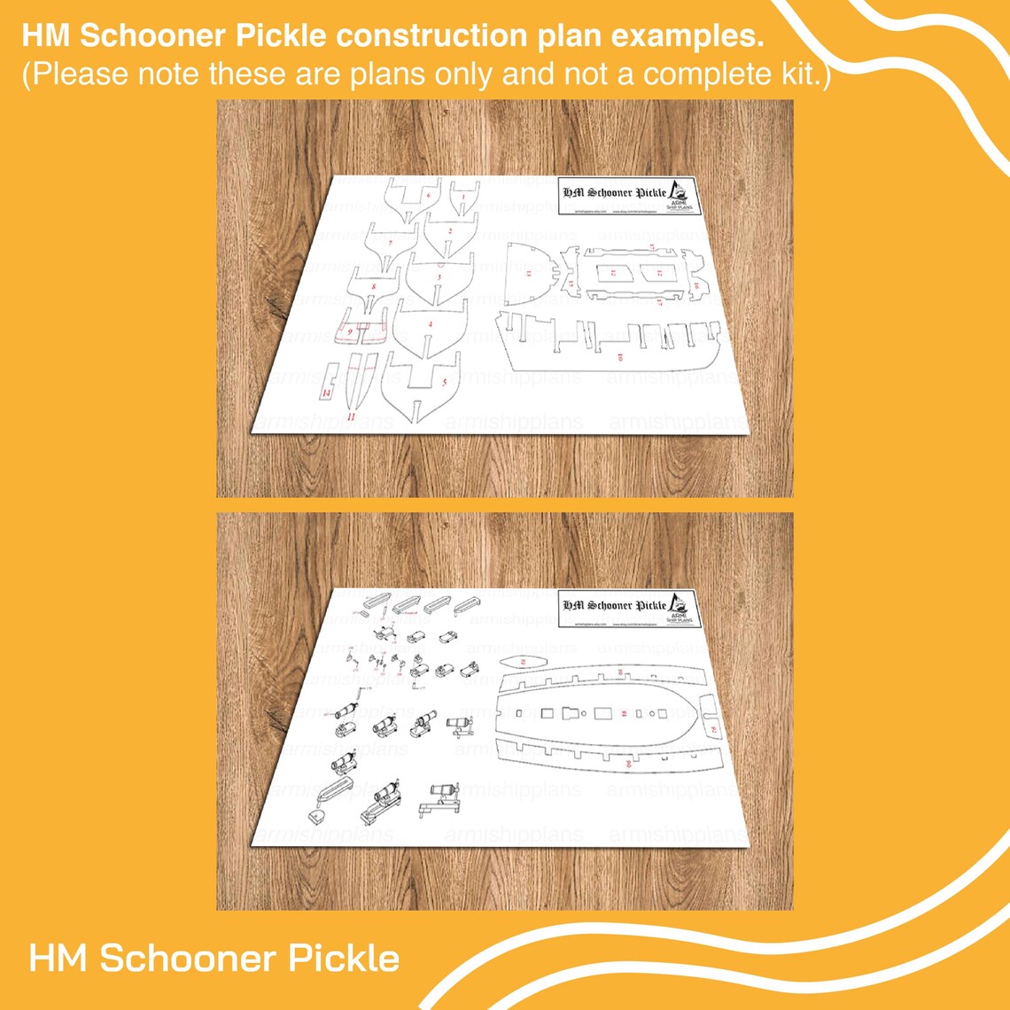 HM Schooner Pickle Wooden Ship Model Assembly Plans (PDF Download ...