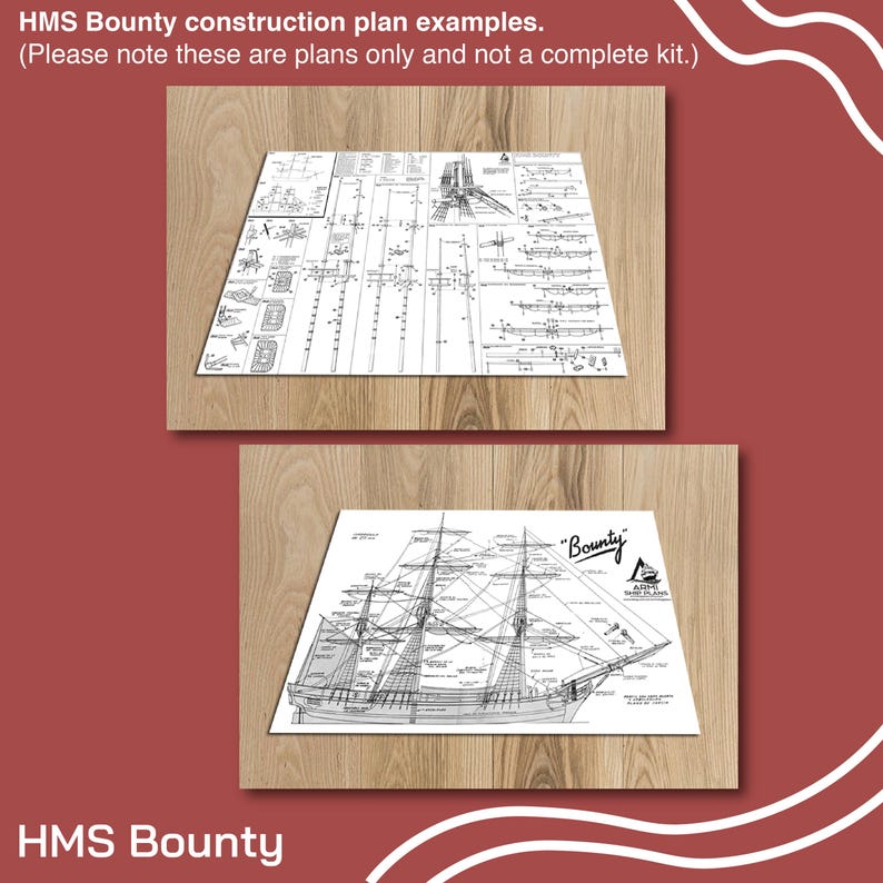 HMS Bounty Wooden Ship Model Assembly Plans (digital Download) - Etsy ...