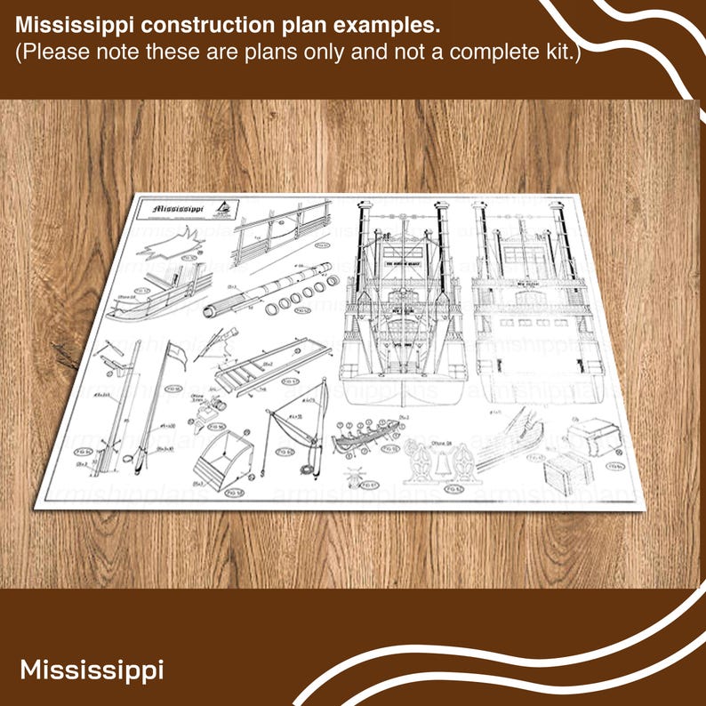 Mississippi Wooden Ship Model Draft Plans | 10 Tif Files | Numbered ...