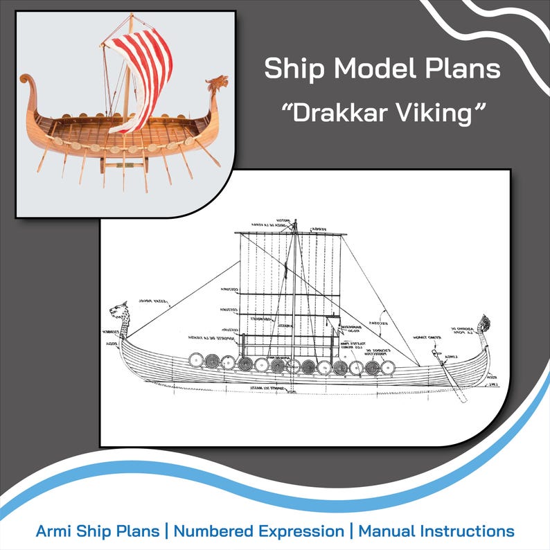 Drakkar Viking Wooden Ship Model Plans, 1:60 Scale (instant Download ...