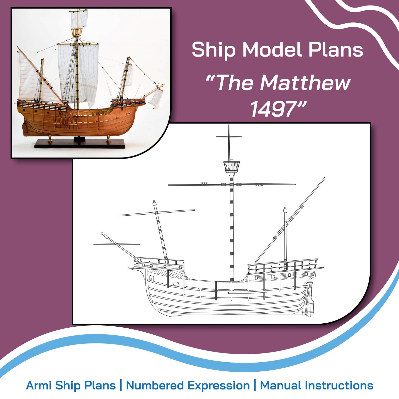 The Matthew 1497 Wooden Ship Model Plans, 1:60 Scale (PDF-TIF Download ...