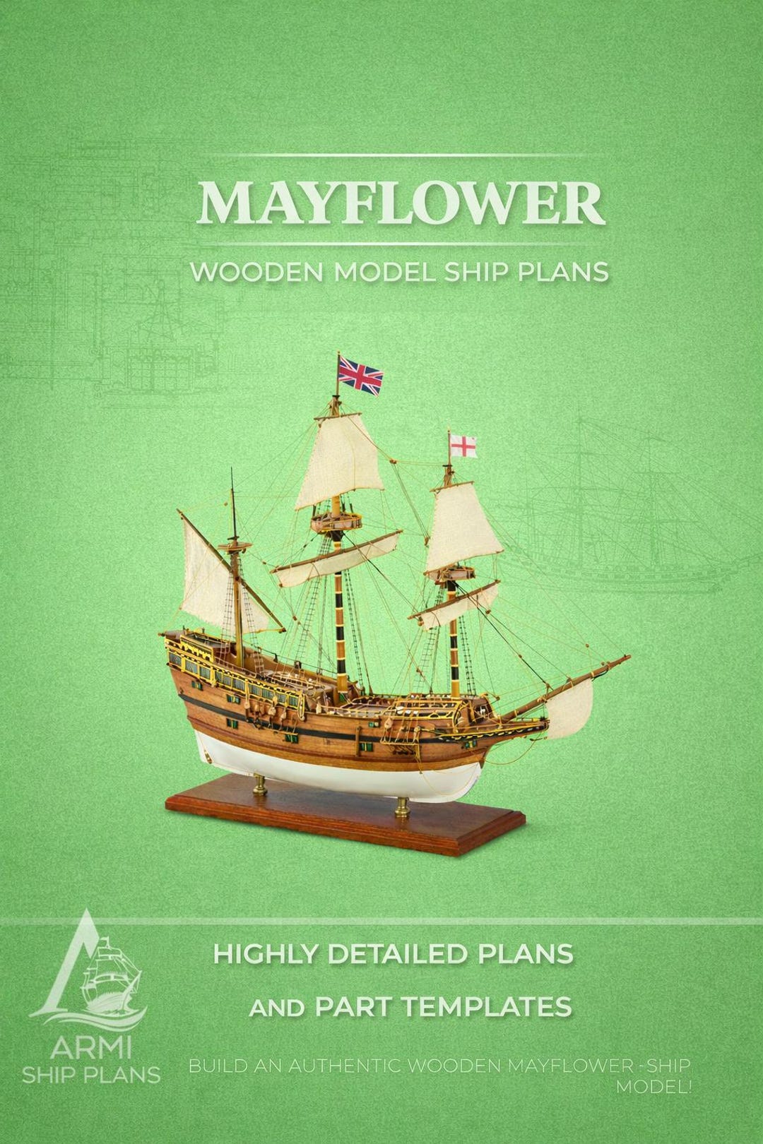 Mayflower Wooden Ship Model Plans, 1:60 Scale (PDF-TIF Download) - Etsy