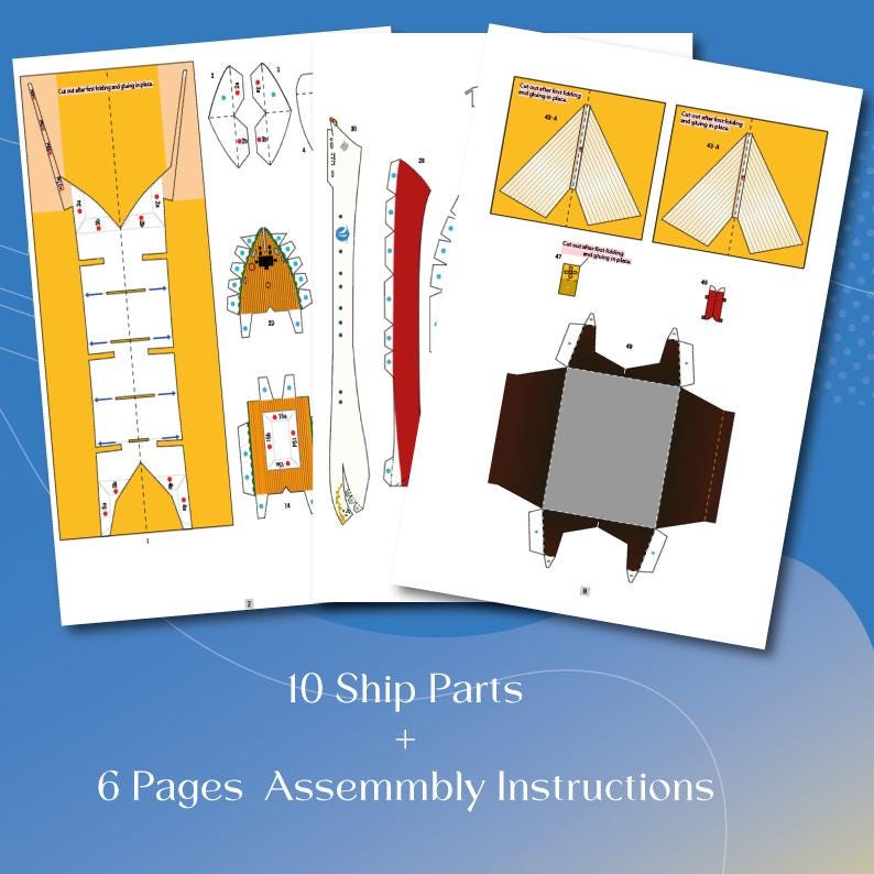 Ship 3D Model PDF SVG Digital Download 3D Papercraft 3D Ship Model - Etsy