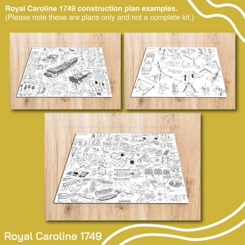 Royal Caroline 1749 Wooden Ship Model Plans, 1:60 Scale (instant ...