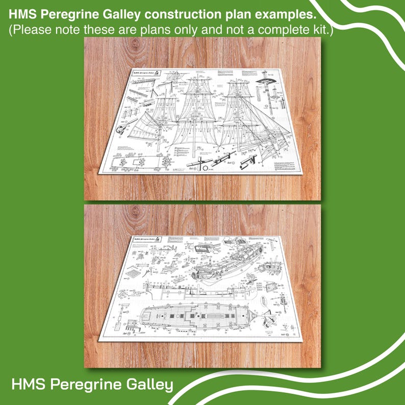 HMS Peregrine Galley Wooden Ship Model Plans, 1:60 Scale (instant ...