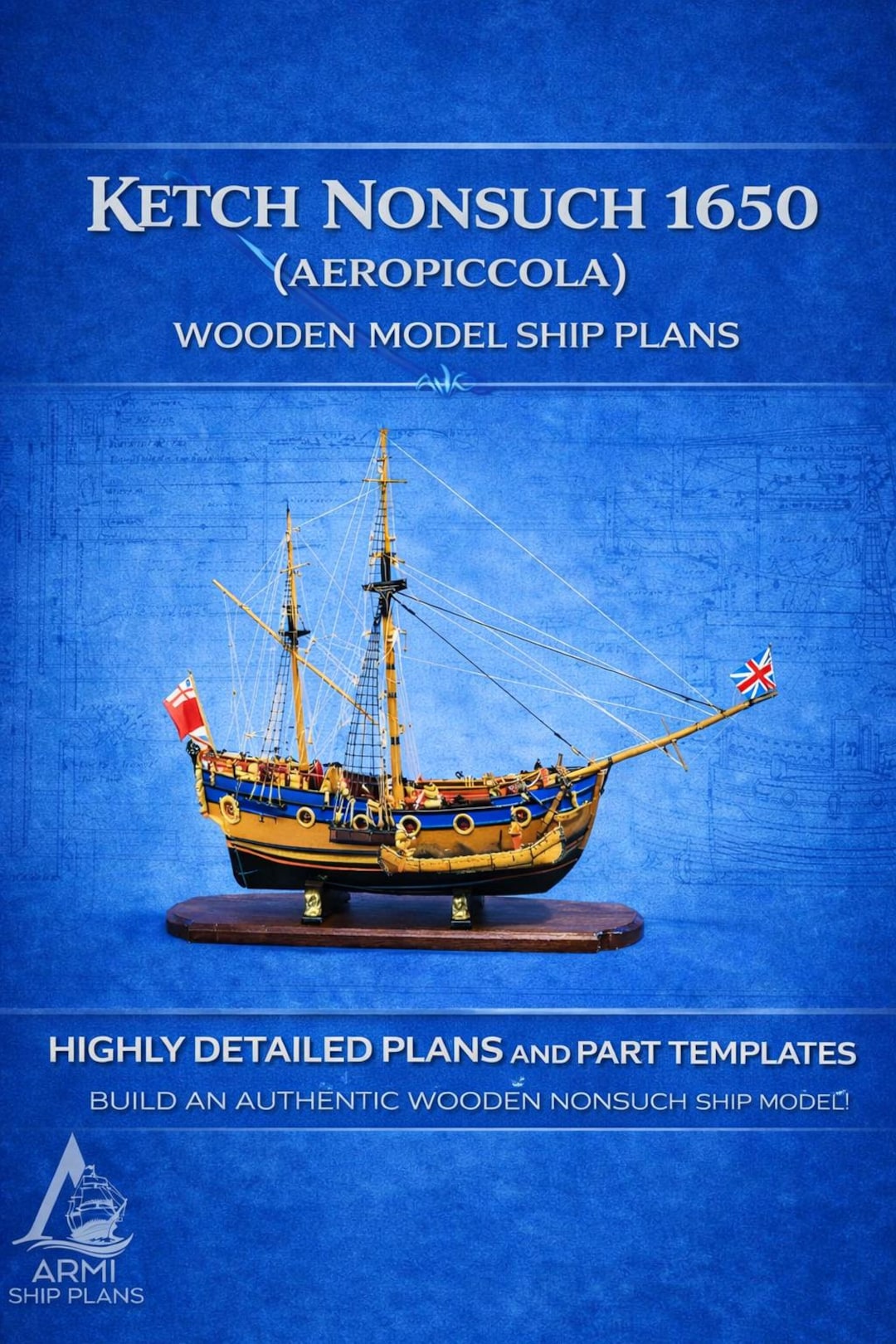 Ketch Nonsuch 1650 Wooden Ship Model Plans, 1:60 Scale (digital ...