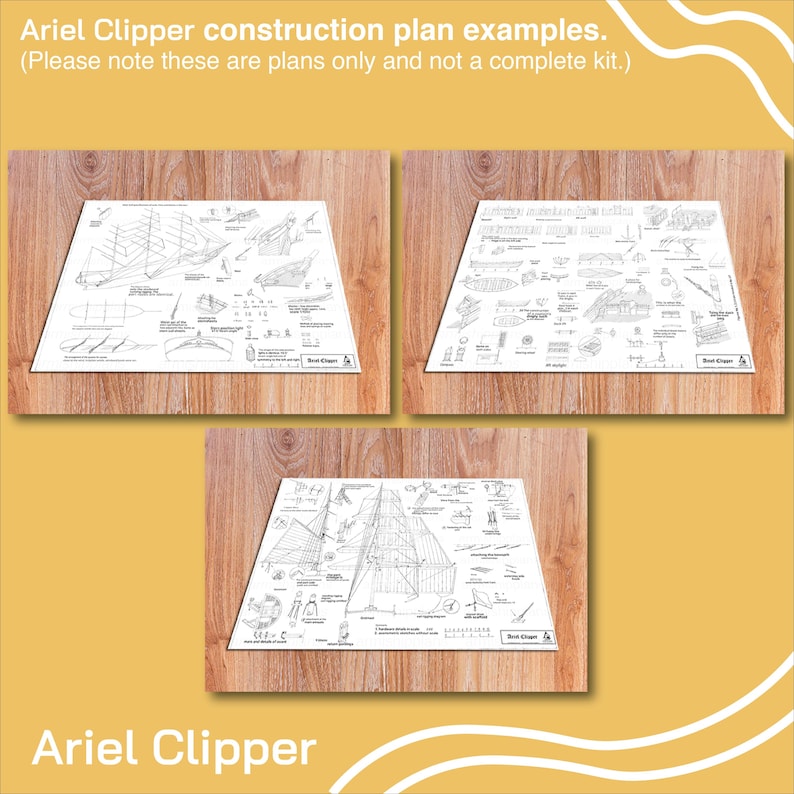 Ariel Clipper Wooden Ship Model Plans, 1:200 Scale (PDF-TIF Download ...