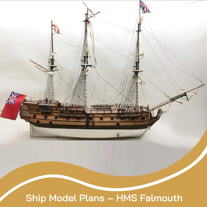 HMS Falmouth Wooden Ship Model Assembly Plans (instant Download) - Etsy
