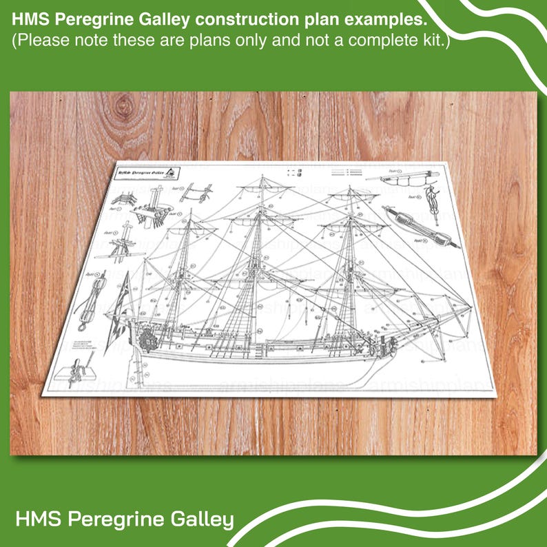 HMS Peregrine Galley Wooden Ship Model Plans, 1:60 Scale (instant ...