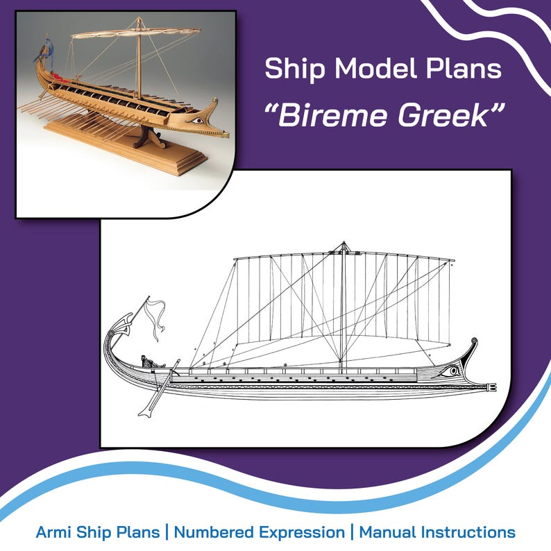 Bireme Greek Wooden Ship Model Assembly Plans (digital Download) - Etsy