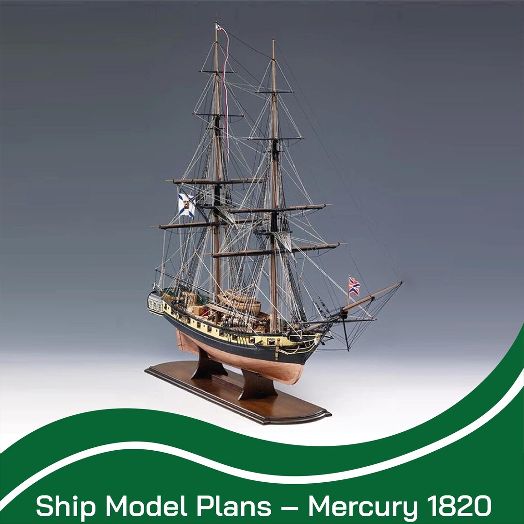 Mercury 1820 Wooden Ship Model Assembly Plans | 4 High-resolution ...