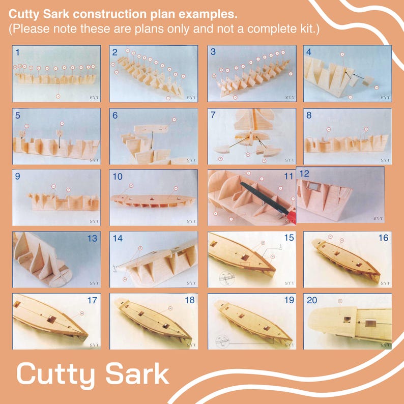 Cutty Sark Wooden Ship Model Plans, 1:60 Scale (digital Download) - Etsy