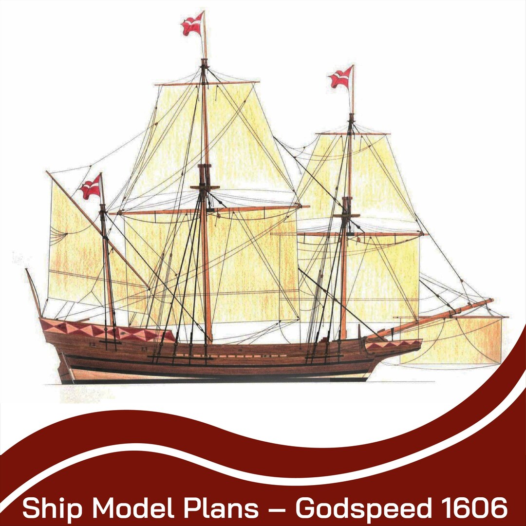 Godspeed 1606 Wooden Ship Model Assembly Plans | 4 High-resolution ...