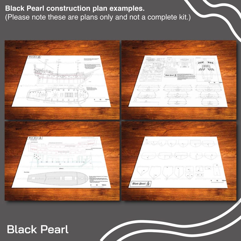 Black Pearl Wooden Ship Model Assembly Plans (digital Download) - Etsy