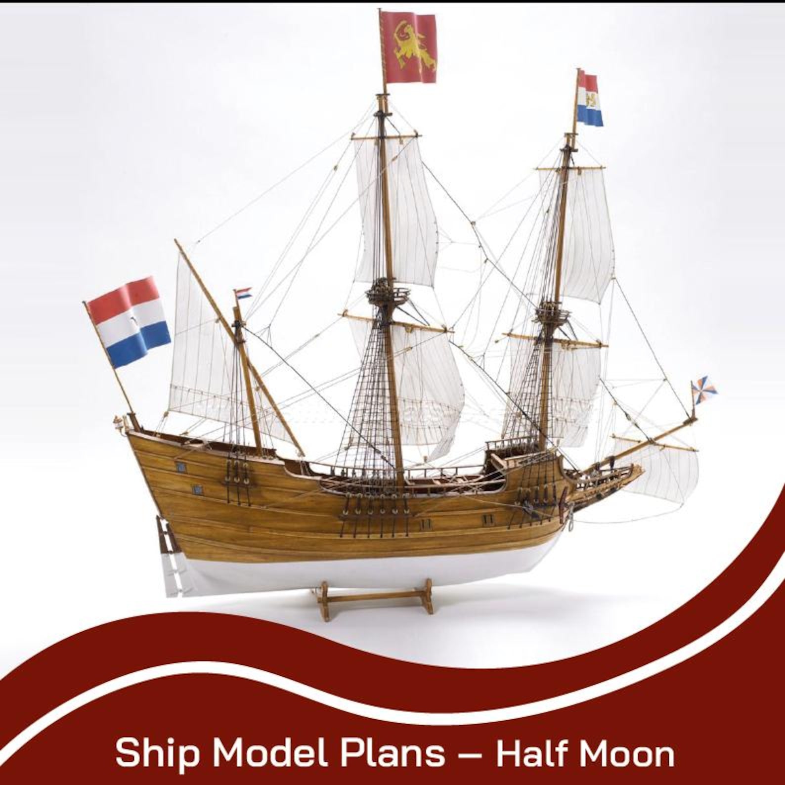 Half Moon Wooden Ship Model Draft Plans 15 Tif Files Numbered ...