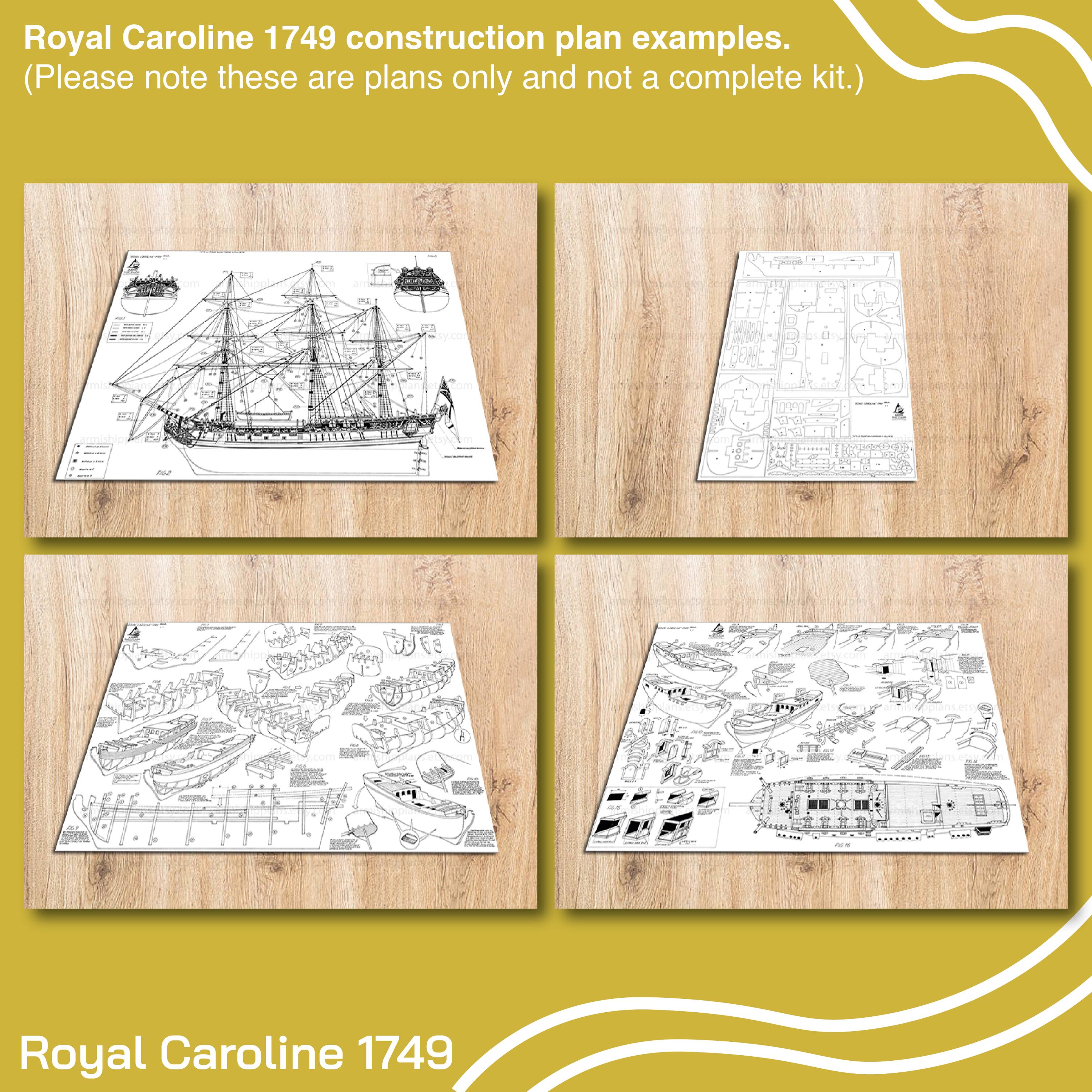 Royal Caroline 1749 Wooden Ship Model Plans, 1:60 Scale (instant ...