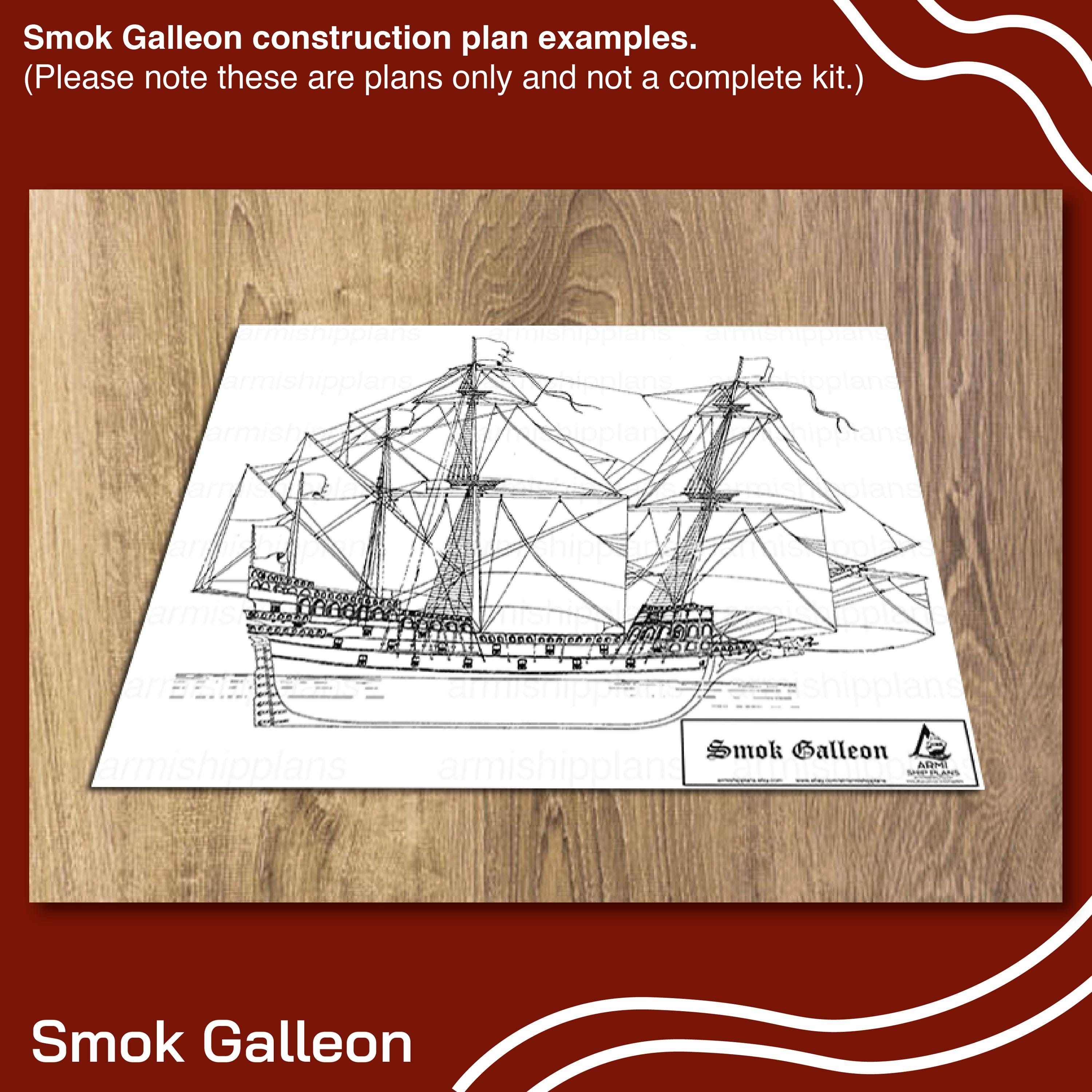 Smok Galleon Wooden Ship Model Plans: High-resolution (digital Download ...